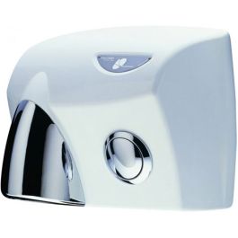 JD Macdonald Touchdry Push Button Hand Dryer in White + Silver Gloss ...