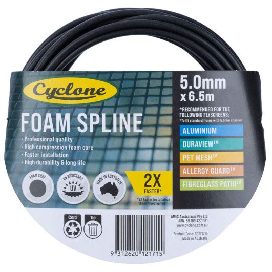 Cyclone Pro Series Insect Fly Screening Foam Spline 5.0mm x 6.5m ...