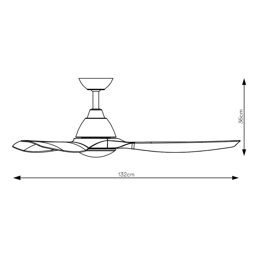 IXL Aeroflow Skywave 132cm 52 Inch DC Ceiling Fan with LED in White ...